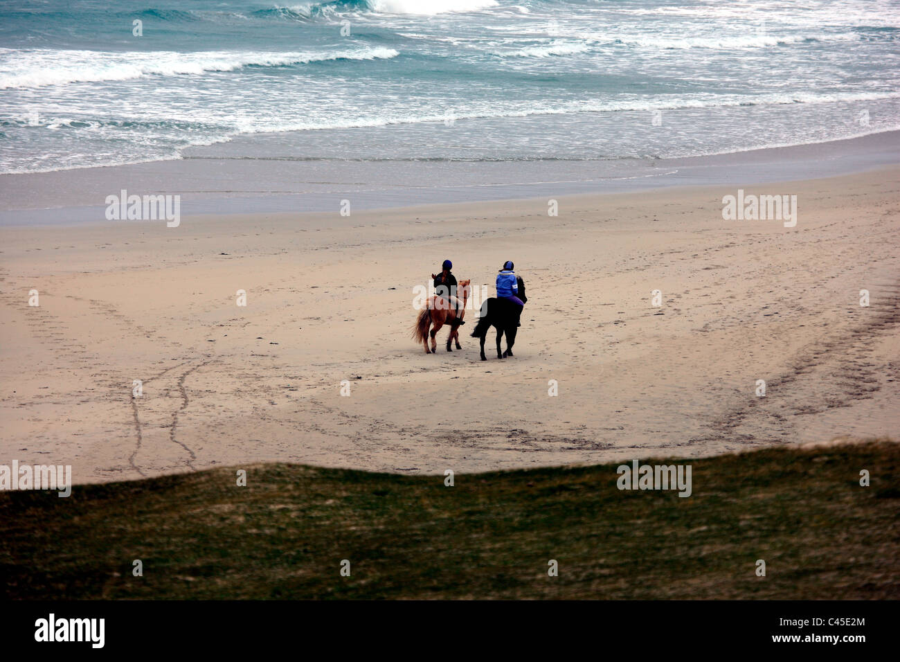 Two girls on ponies riding hi-res stock photography and images - Alamy