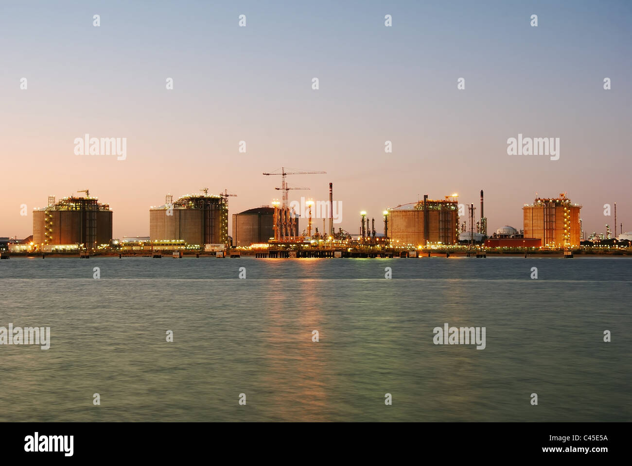 Part of big industrial area complex, Oil and Gas Refinery in port ...