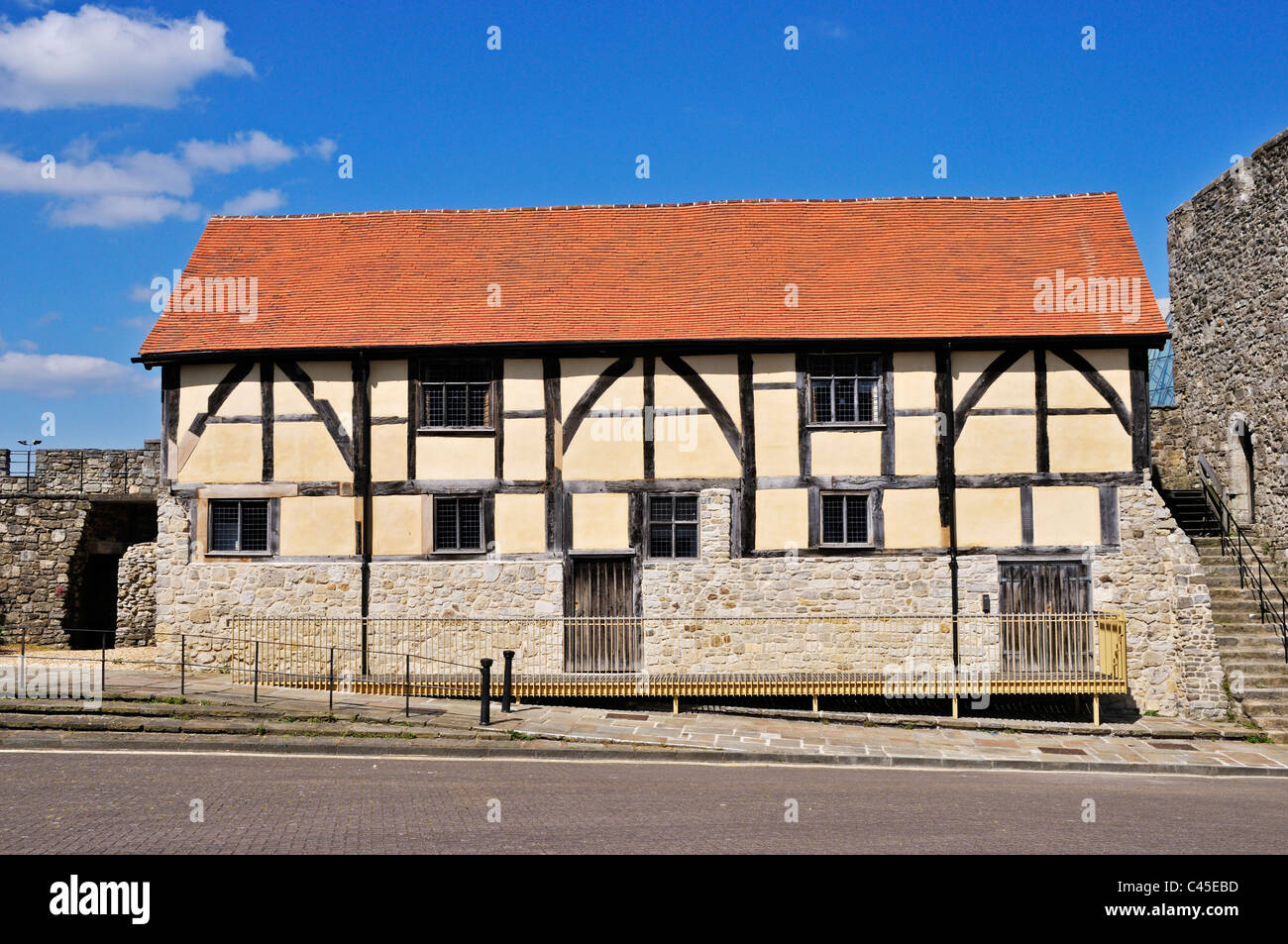 The 15th Century medieval timber framed Tudor Merchants Hall stands ...