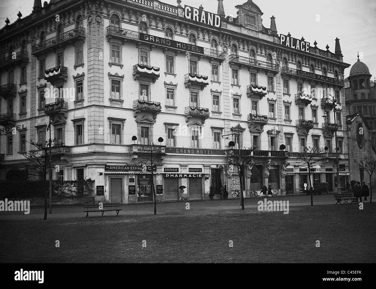 The Grand Hotel Lugano Palace during the Locarno Conference, 1925 Stock ...
