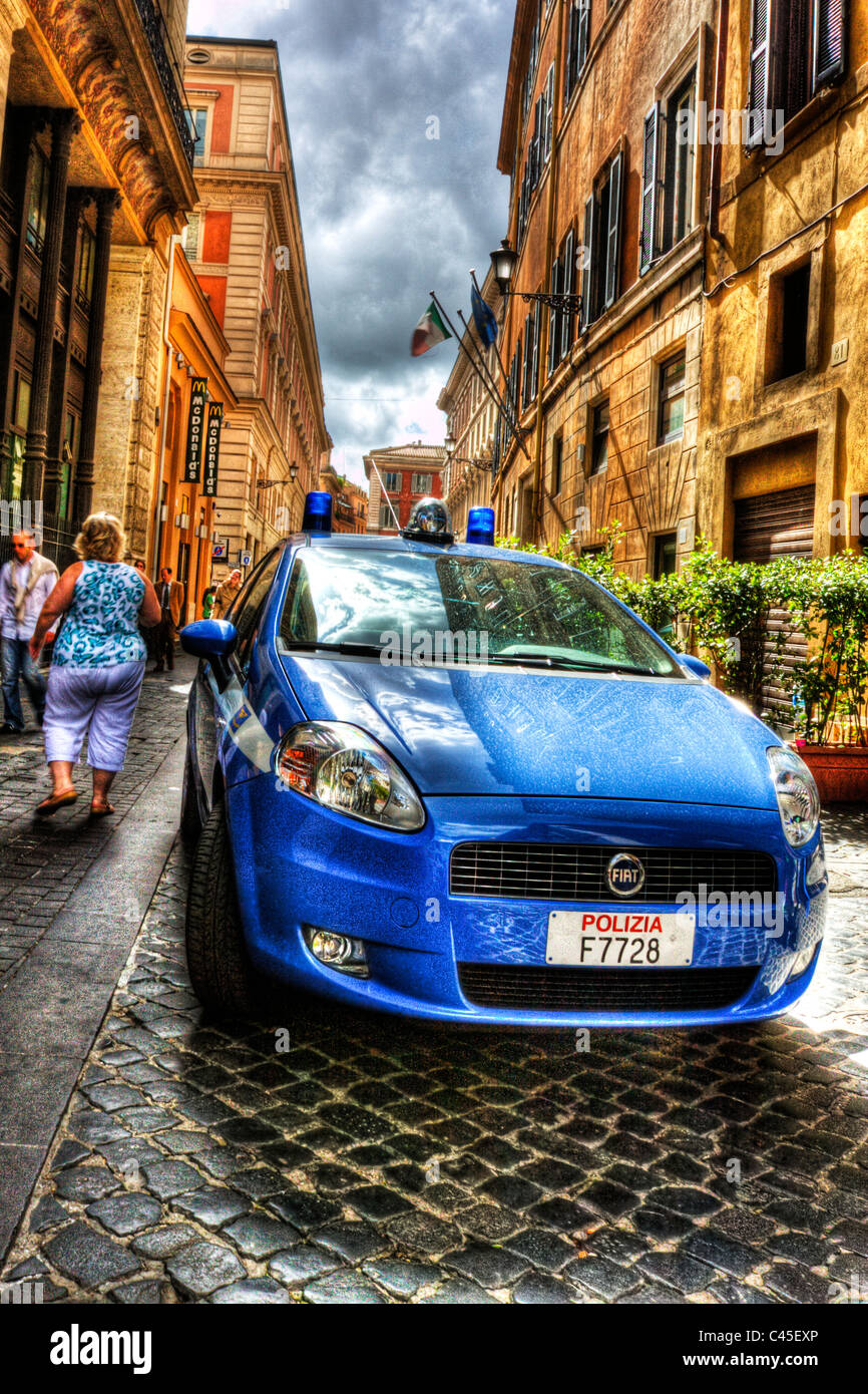 Police vehicle Rome, Italy. Police patrol car waiting Polizia ...