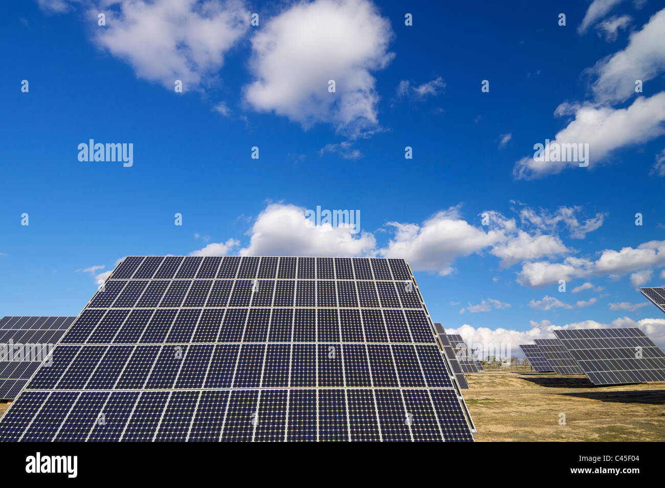 group of solar panels for production of renewable electrical energy ...