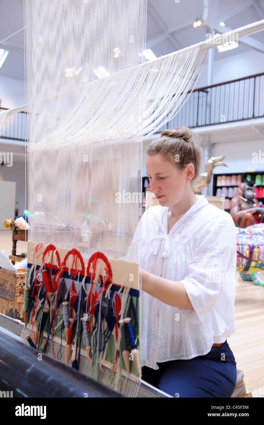 Weaver at work on traditional loom Stock Photo - Alamy