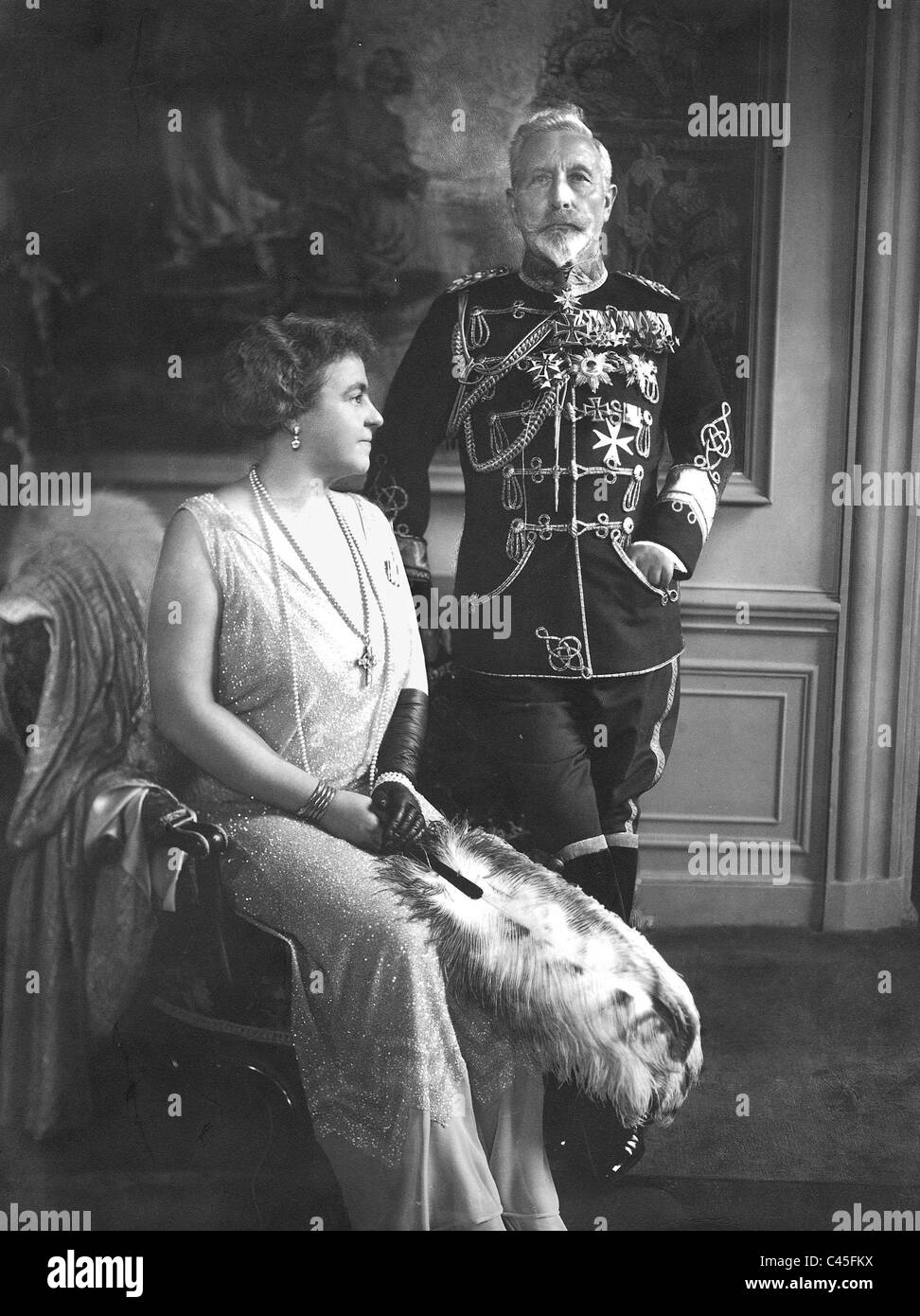 Kaiser Wilhelm II with his wife Hermine Stock Photo - Alamy