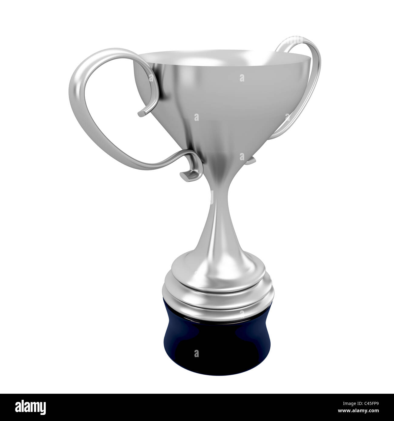 Silver trophy cup for first prize, isolated on white background Stock ...