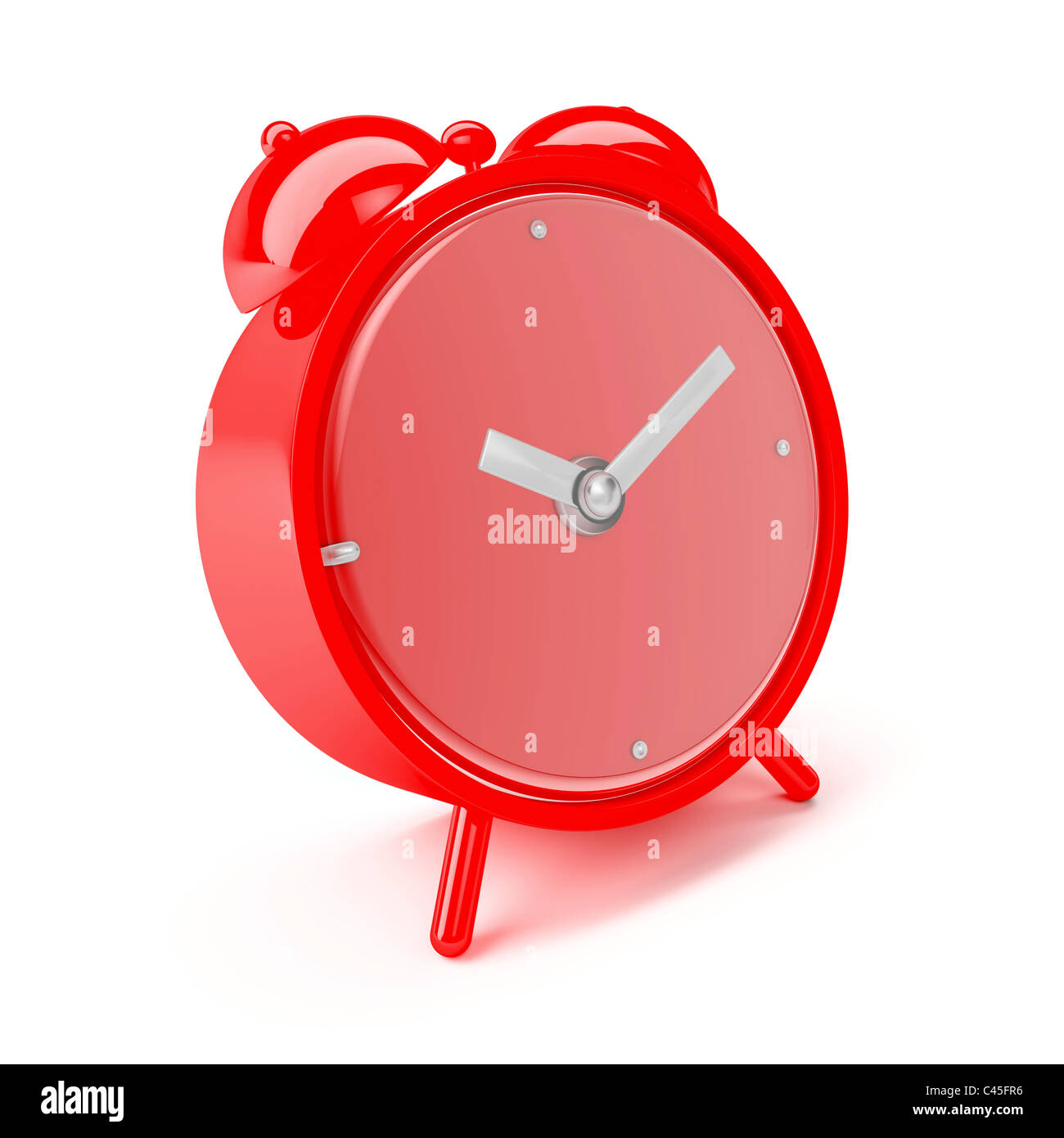 Shiny red alarm clock isolated on white background Stock Photo - Alamy