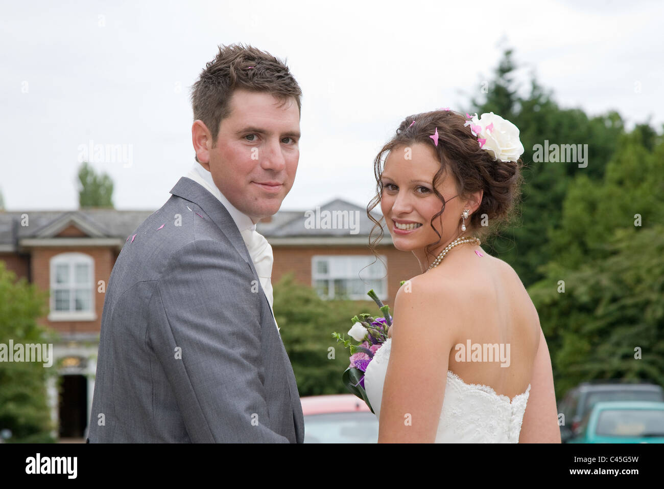 Bride and groom after their wedding Stock Photo - Alamy