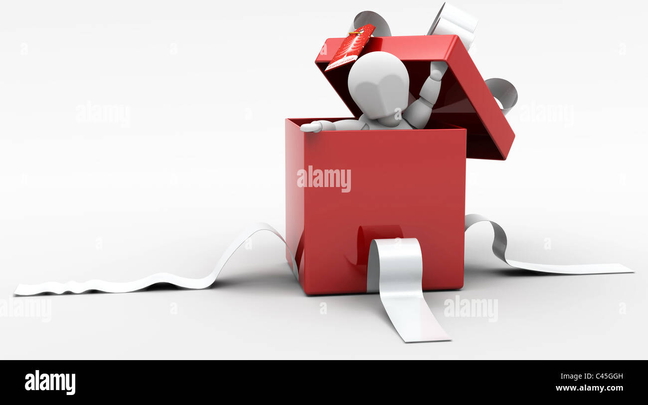 3D render of man in gift box Stock Photo - Alamy