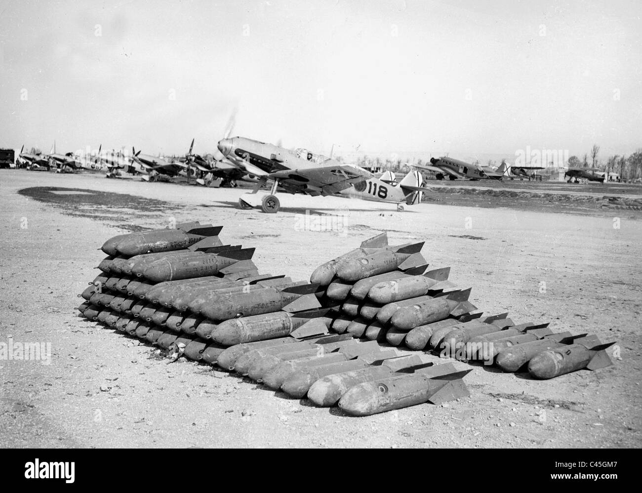 Fighter aircraft of the Condor Legion on a military airfield Stock ...