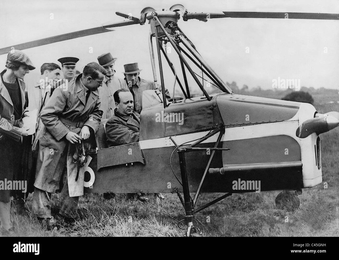New invention of a flying car at an airport near London, 1936 Stock ...