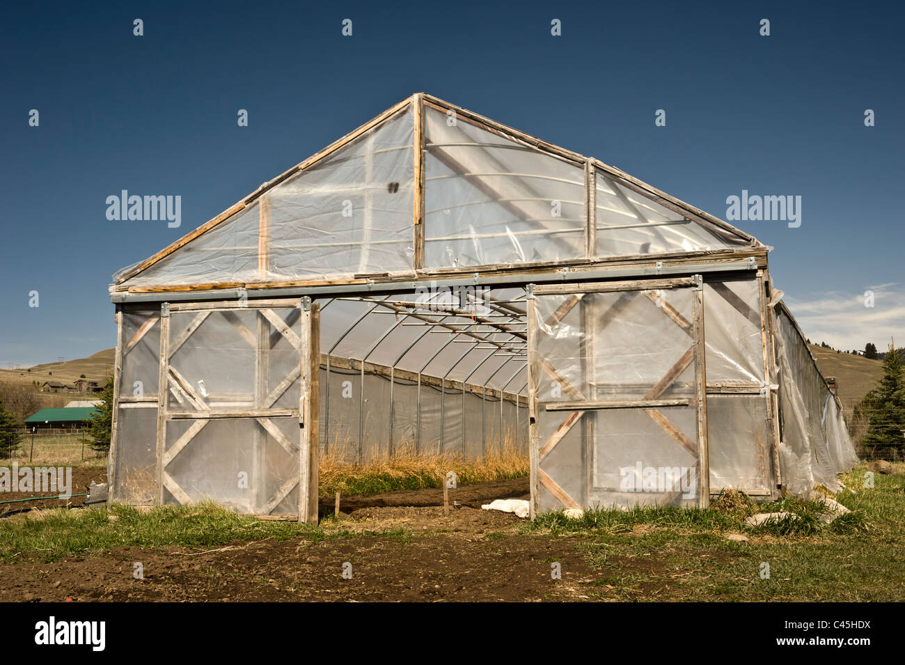 A hot house at the Peas Farm in Missoula Montana is used to start the ...