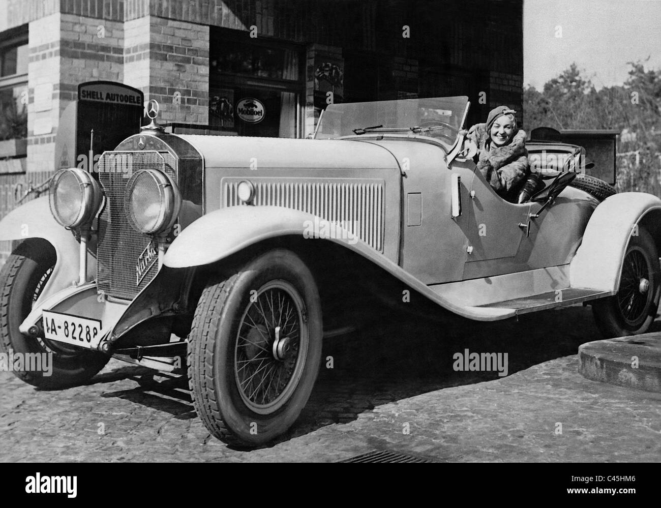 Gitta Alpar in her Mercedes-Benz sports car, the model 'Nuerburg 8 ...
