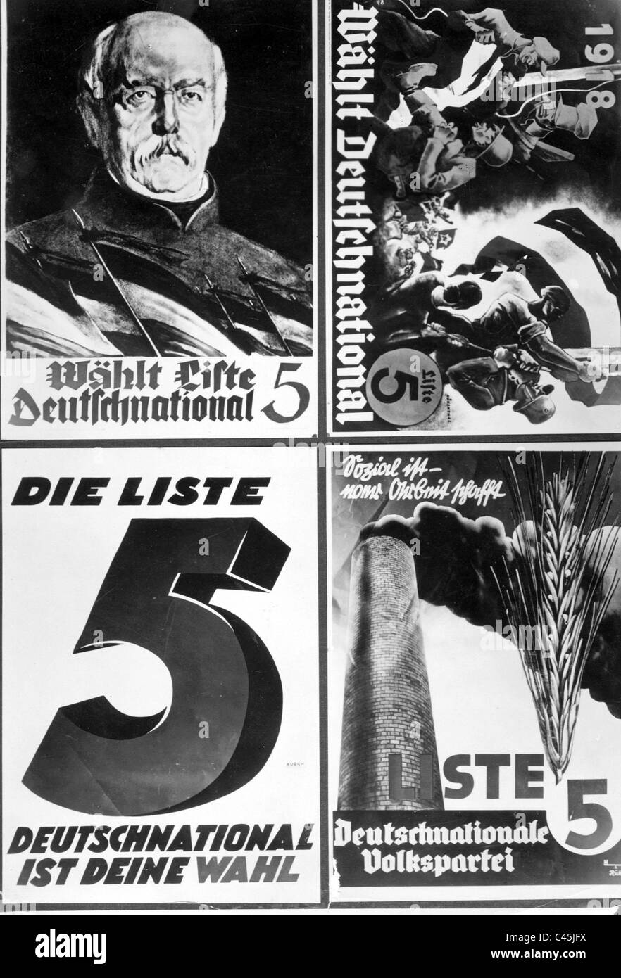 Election posters of the DNVP for the Reich election on 31. July 1932 ...