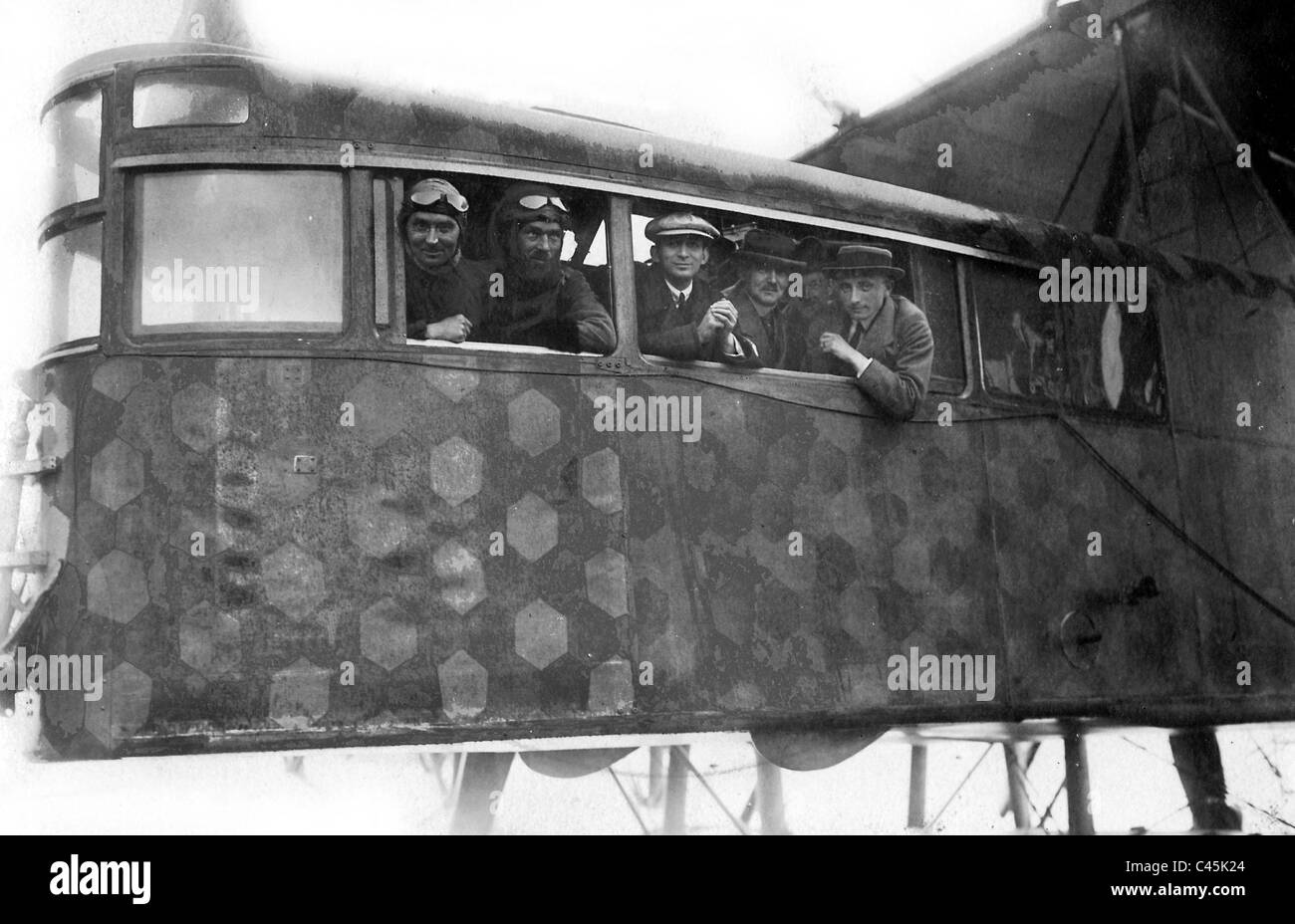 Pilots and passengers in a Gotha IV, 1919 Stock Photo - Alamy