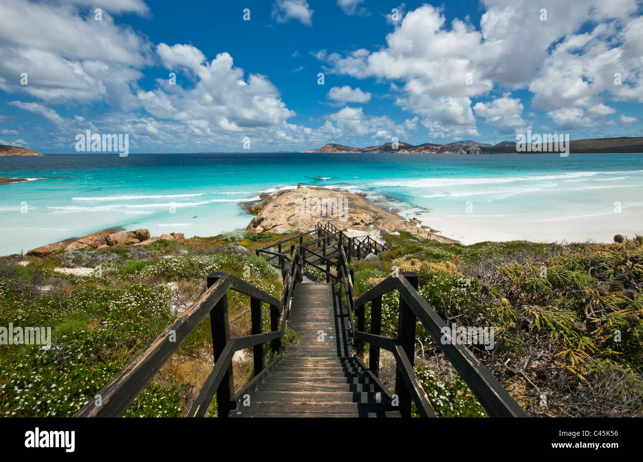 Steps leading down to Lucky Bay, Cape Le Grand National Park, Esperance ...