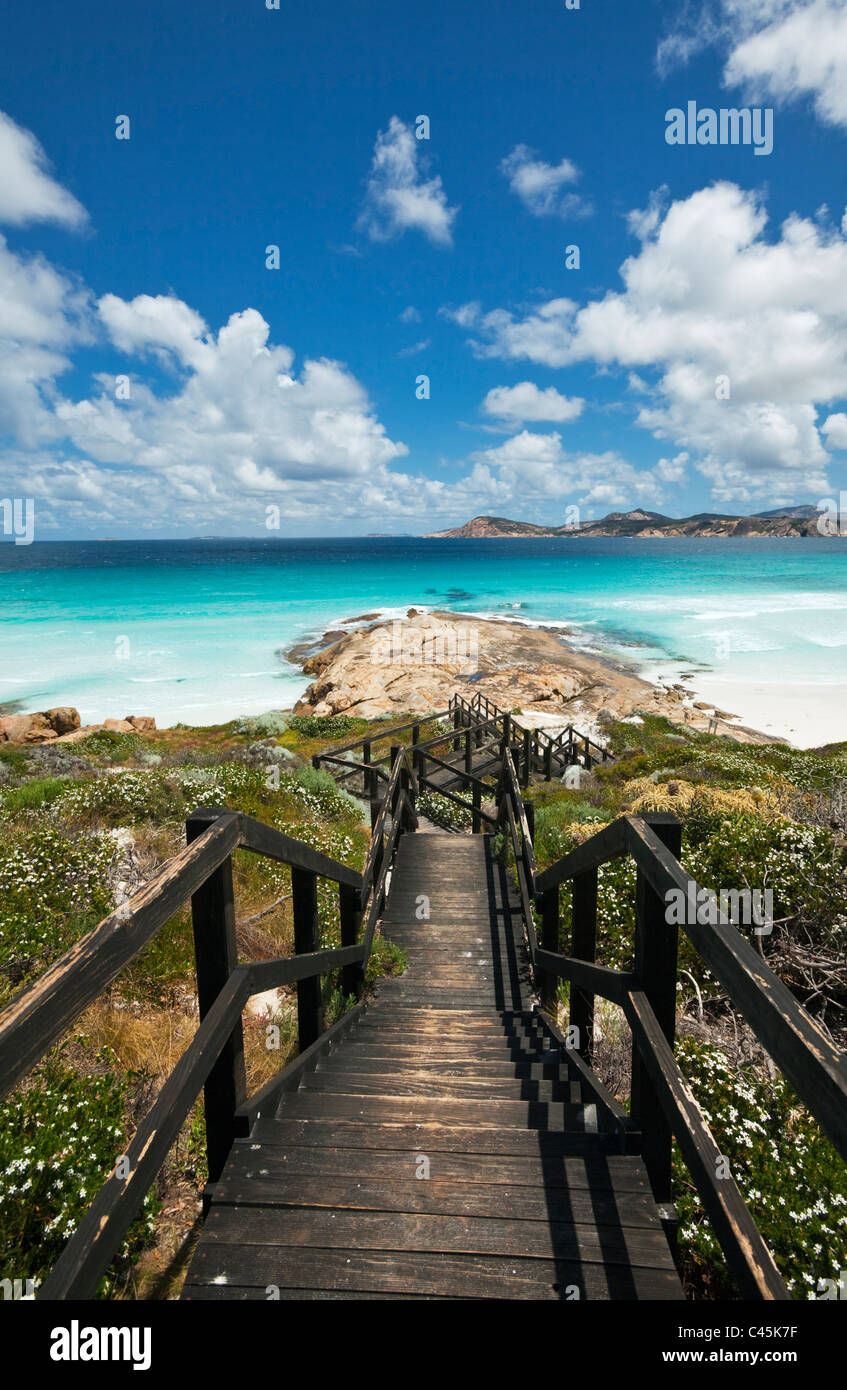 Steps leading down to Lucky Bay, Cape Le Grand National Park, Esperance ...