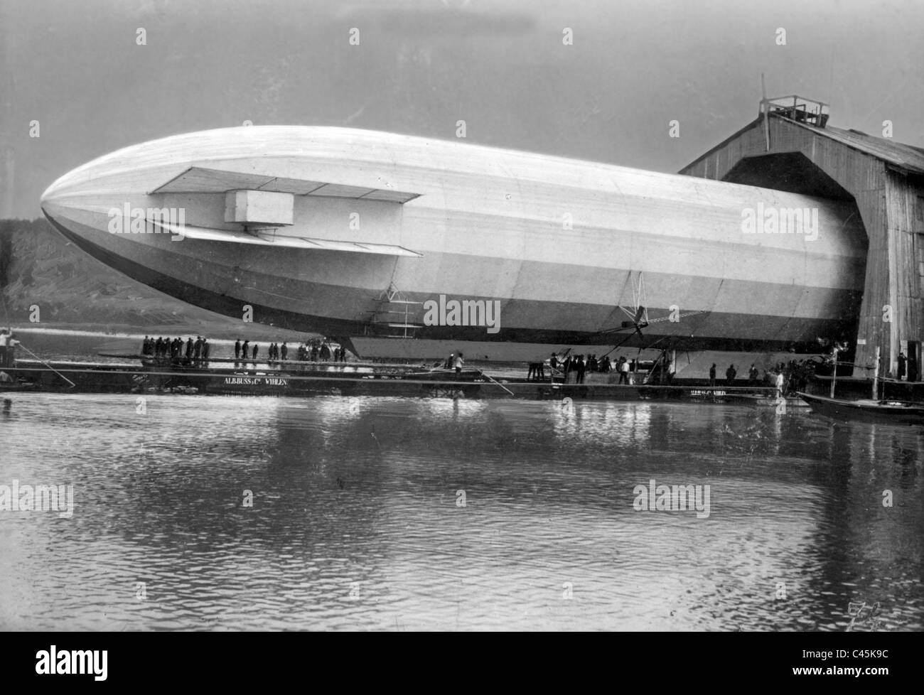 Zeppelin dirigible 'LZ 3' leaves the dirigible hanger, 1907 Stock Photo ...