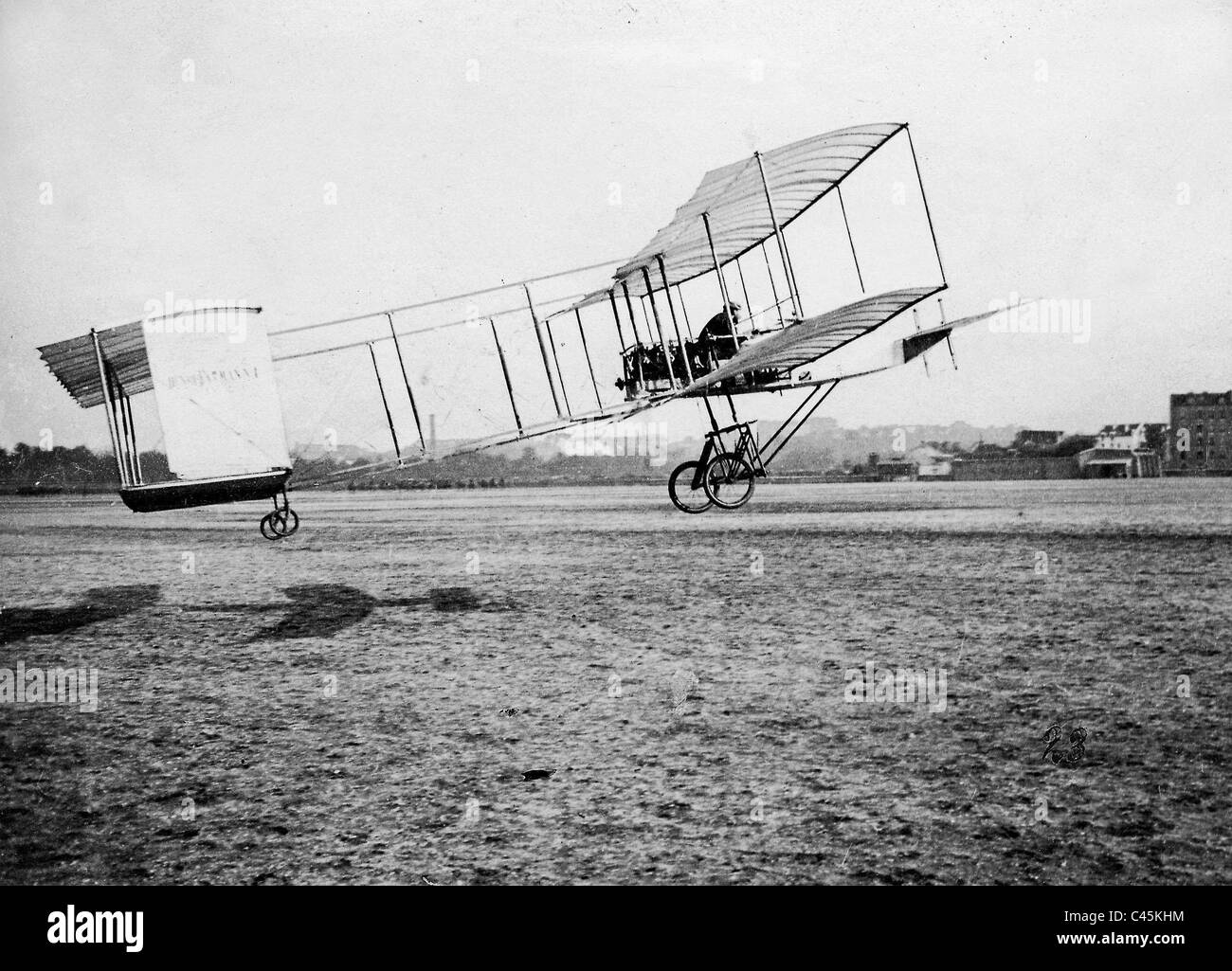 Henri Farman in his airplane, 1907 Stock Photo - Alamy