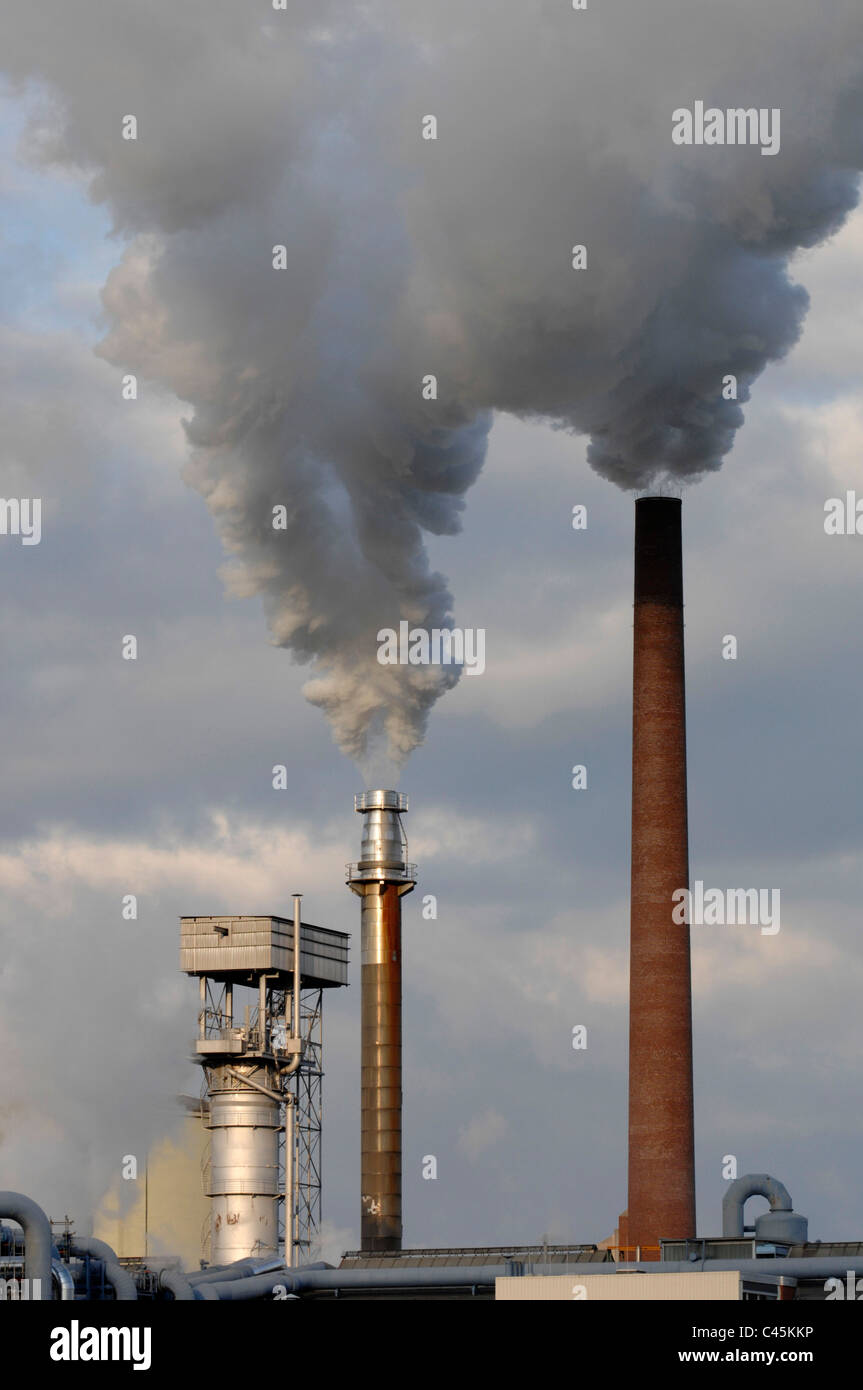 industry chimneys make air pollution Stock Photo - Alamy