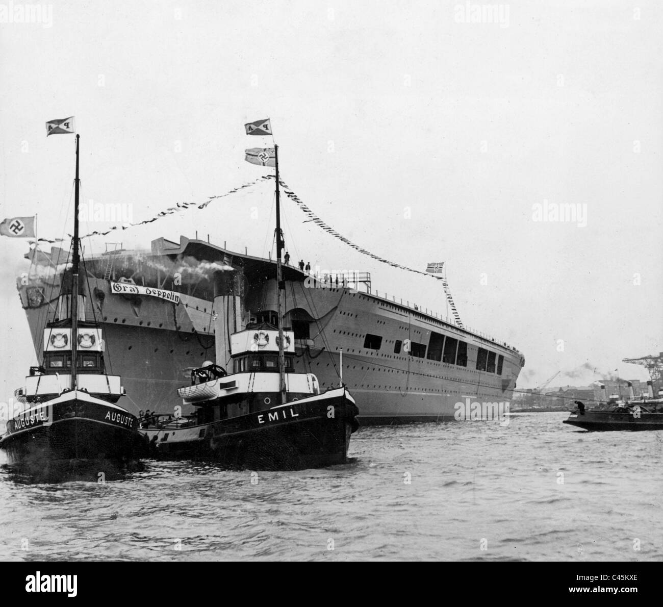 Aircraft carrier 'Graf Zeppelin' after her launching in Kiel Stock ...