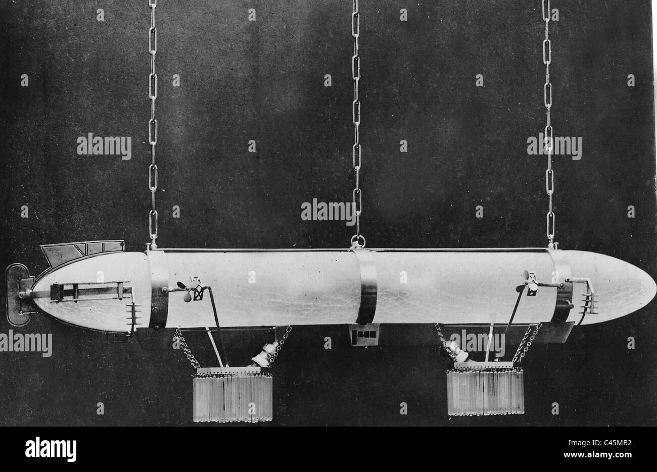 Lighting fitting in the form of a Zeppelin airship, 1909 Stock Photo ...
