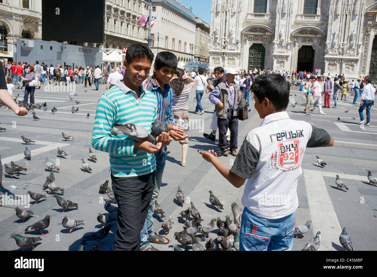 Feeding pigeons hi-res stock photography and images - Alamy