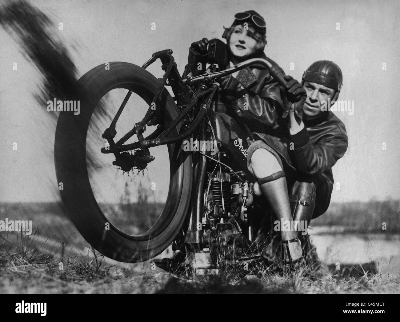 Cross country drive with motorcycle, 1927 Stock Photo - Alamy