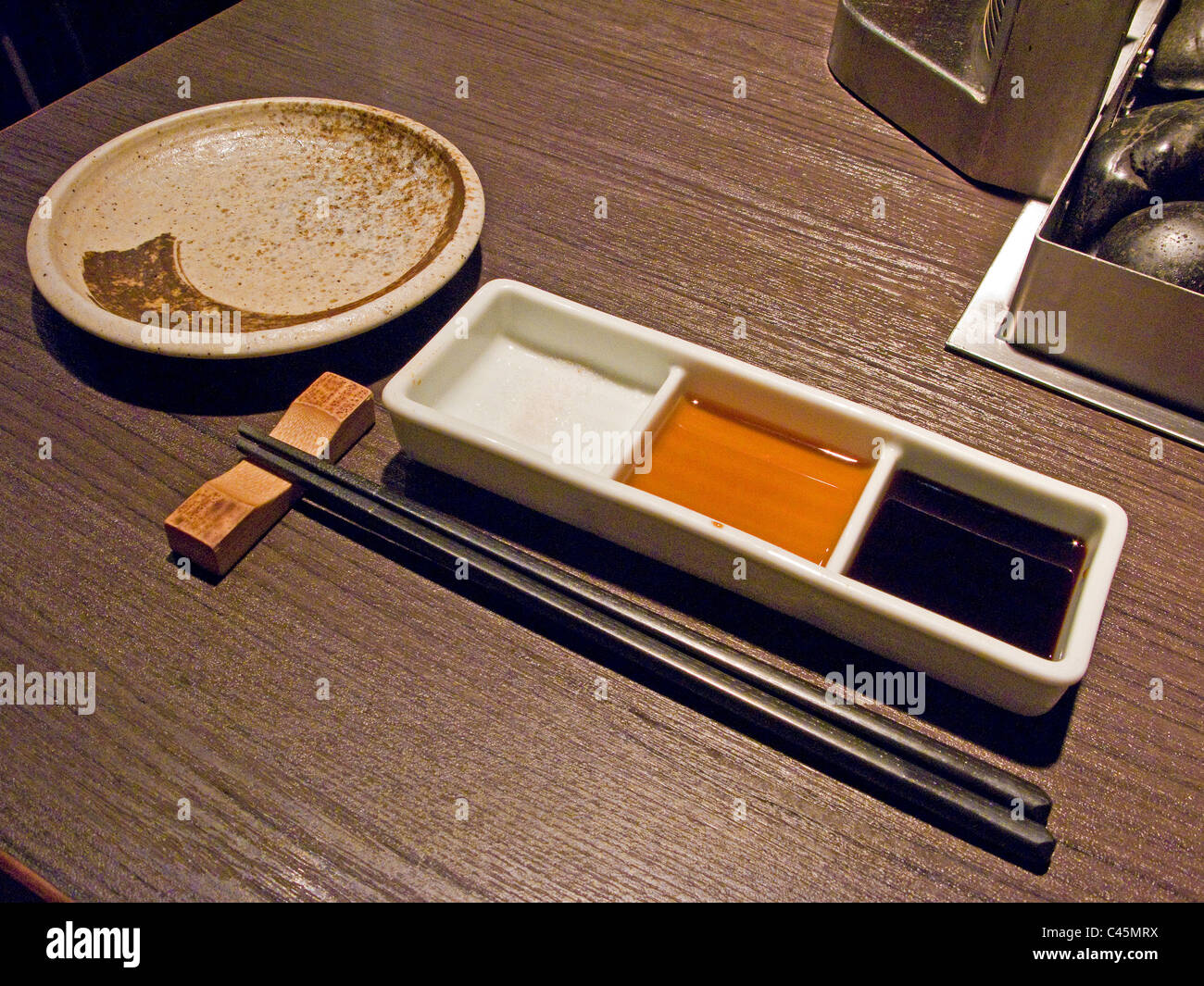 Chopsticks and dipping sauces Stock Photo - Alamy