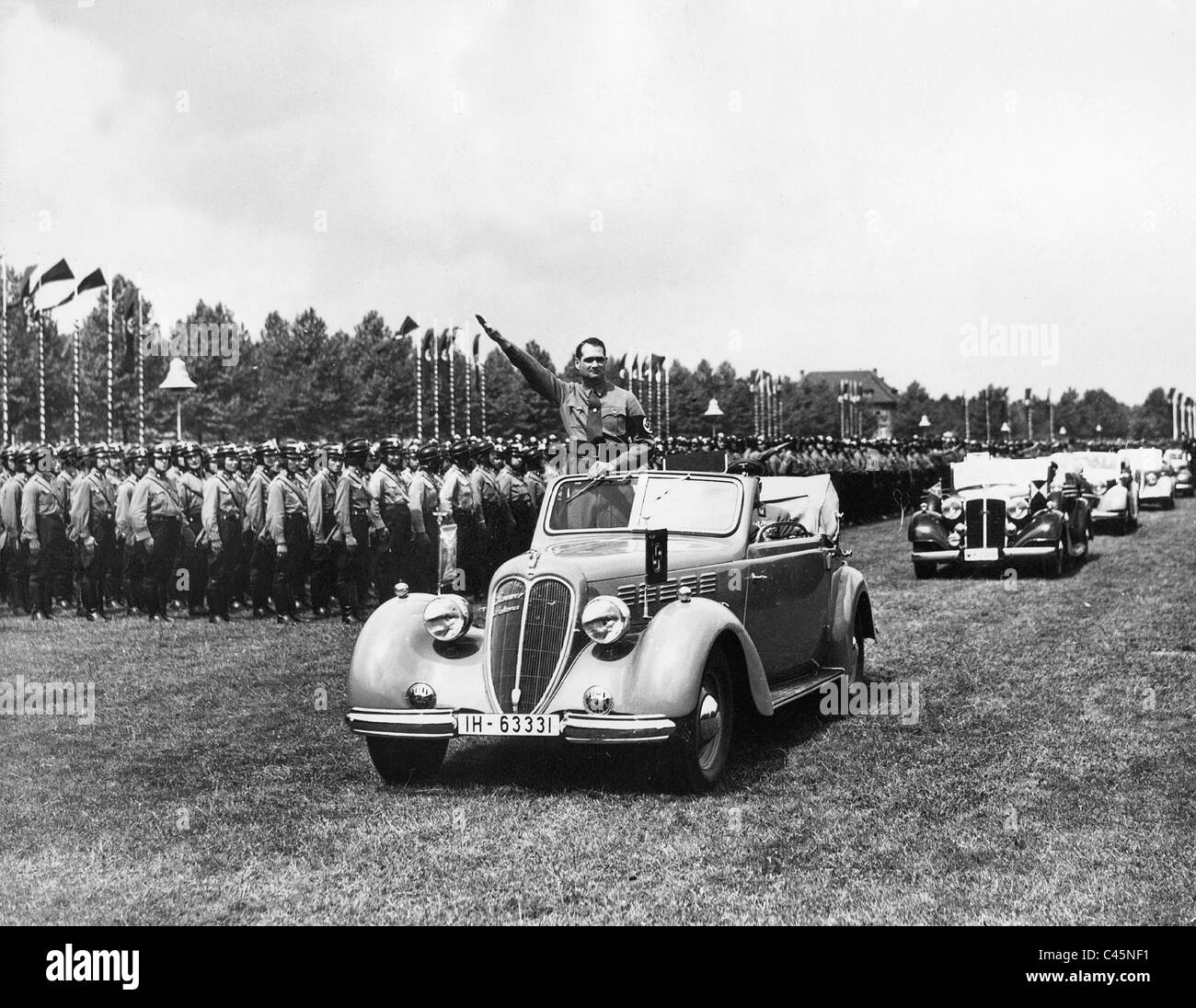 Rudolf Hess at a rally of the NSDAP on the Quistorp-Aue, 1938 Stock ...