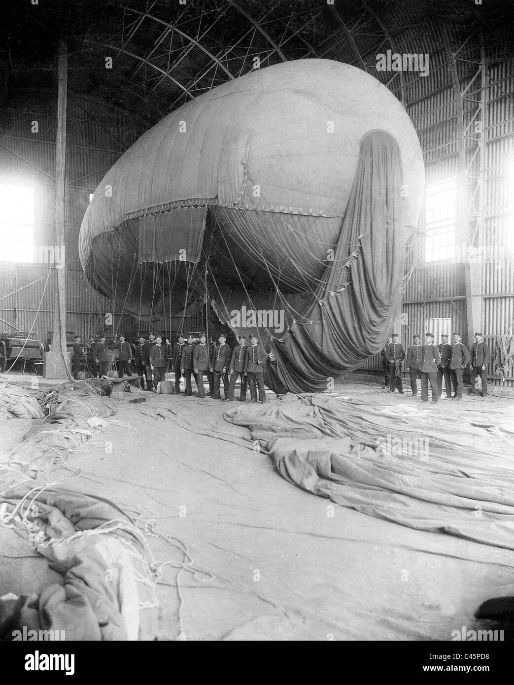 Moored balloon in the hangar, 1899 Stock Photo - Alamy