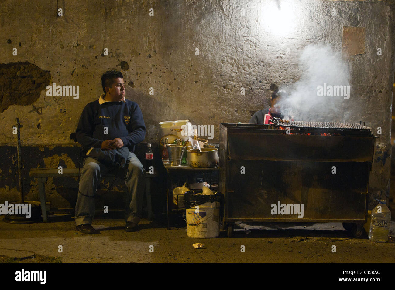 NIGHT SCENE FROM QUITO ECUADOR STREET MOUNTED BARBECUE OFFERING ...