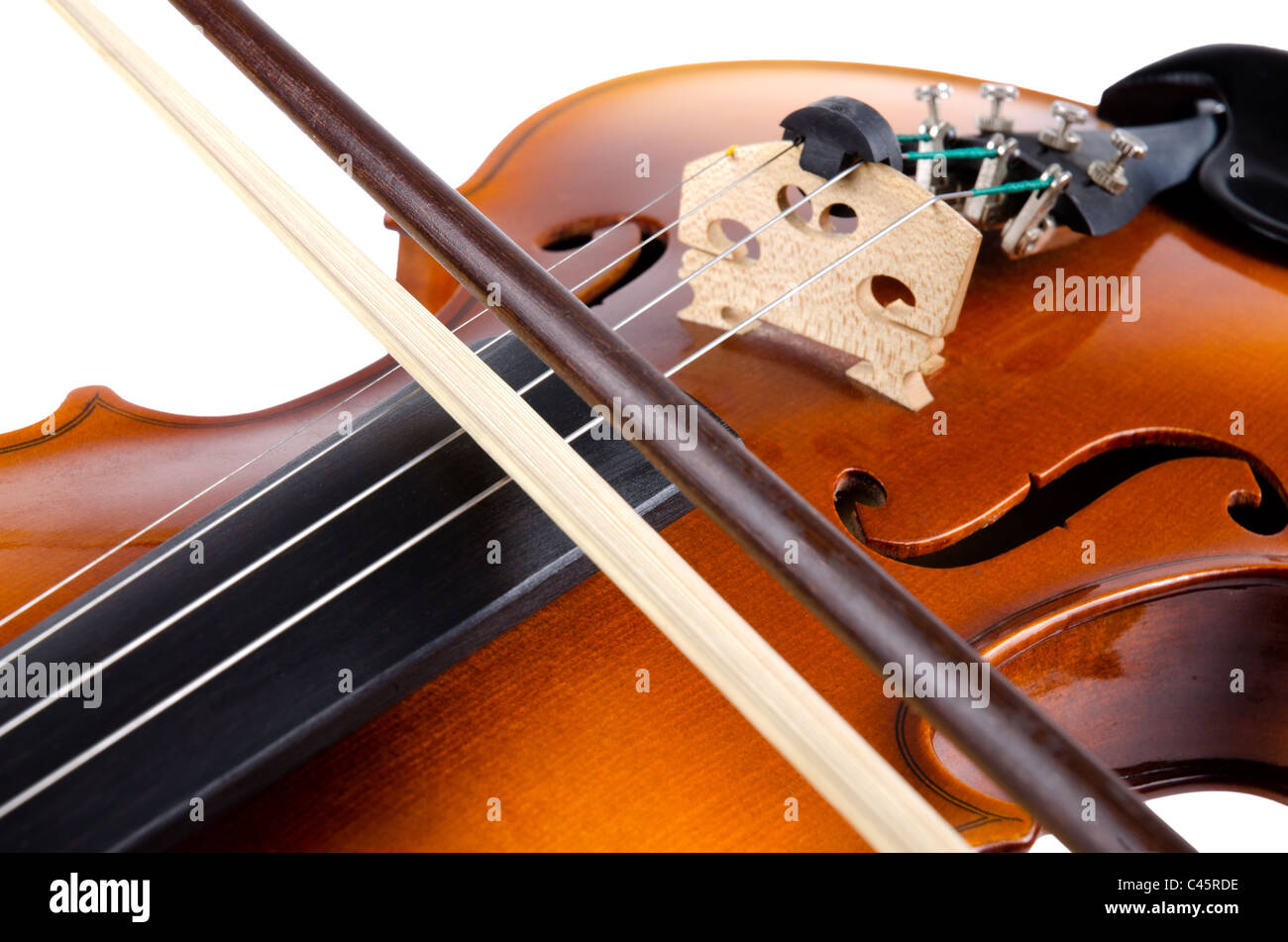 Violin close up isolated on white background Stock Photo - Alamy