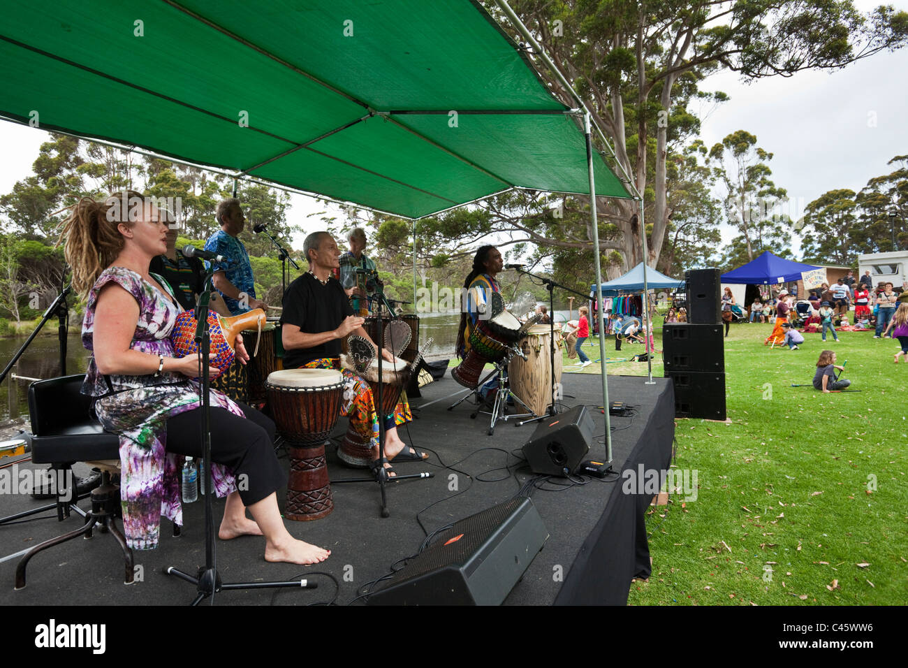 Band playing at Denmark markets. Denmark, Western Australia, Australia ...