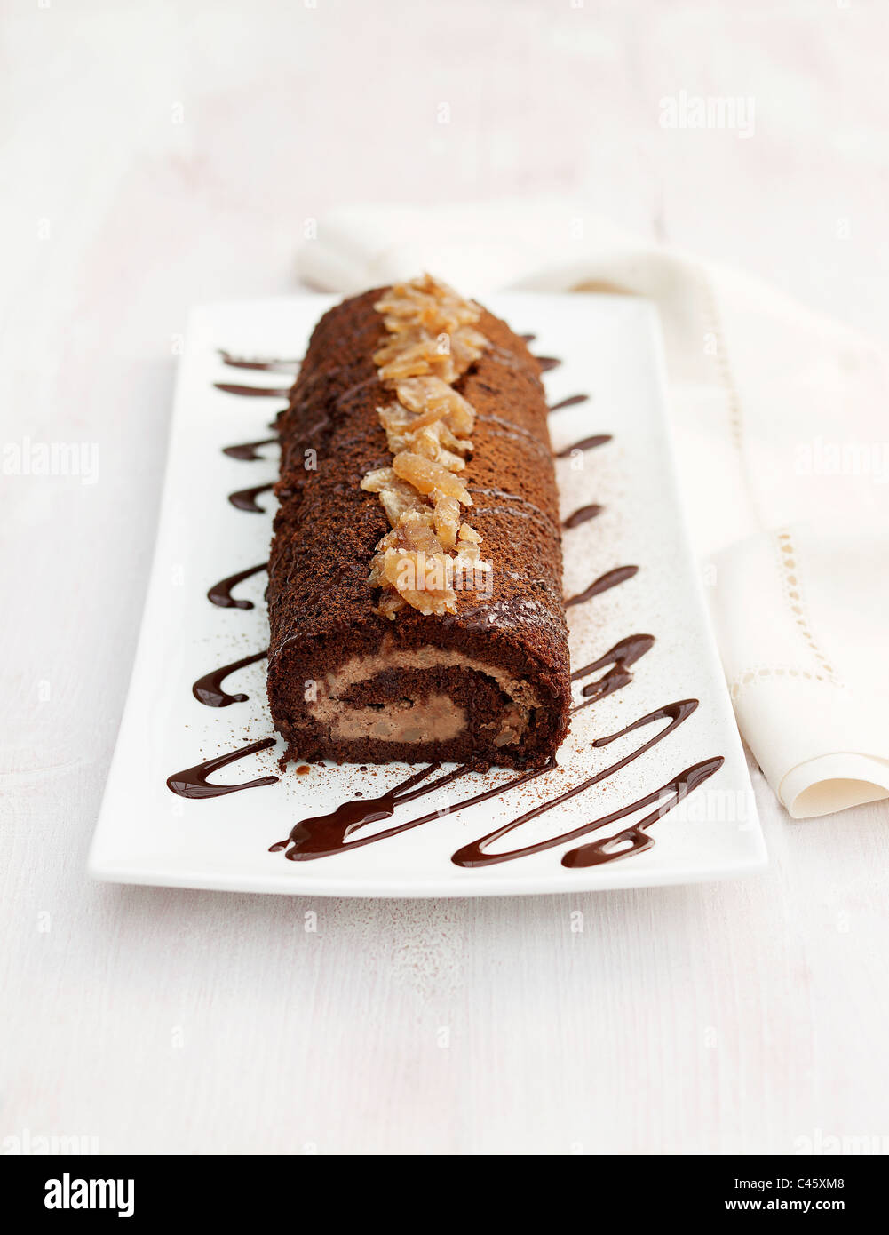 Chestnut roll cake hi-res stock photography and images - Alamy