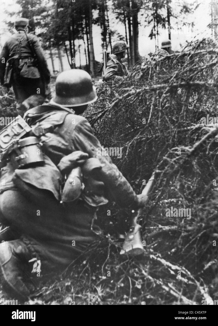 German soldiers during combat in the Courland pocket, 1945 Stock Photo ...
