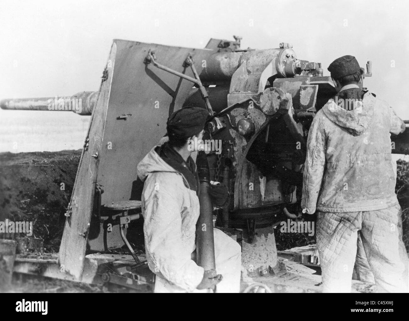 German anti-aircraft gun in Hungary, 1945 Stock Photo - Alamy