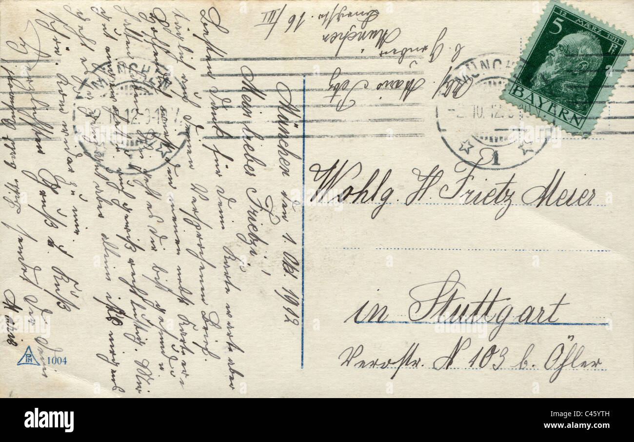 GERMANY (BAVARIA) 1912: The old usage and stamped post card written by ...