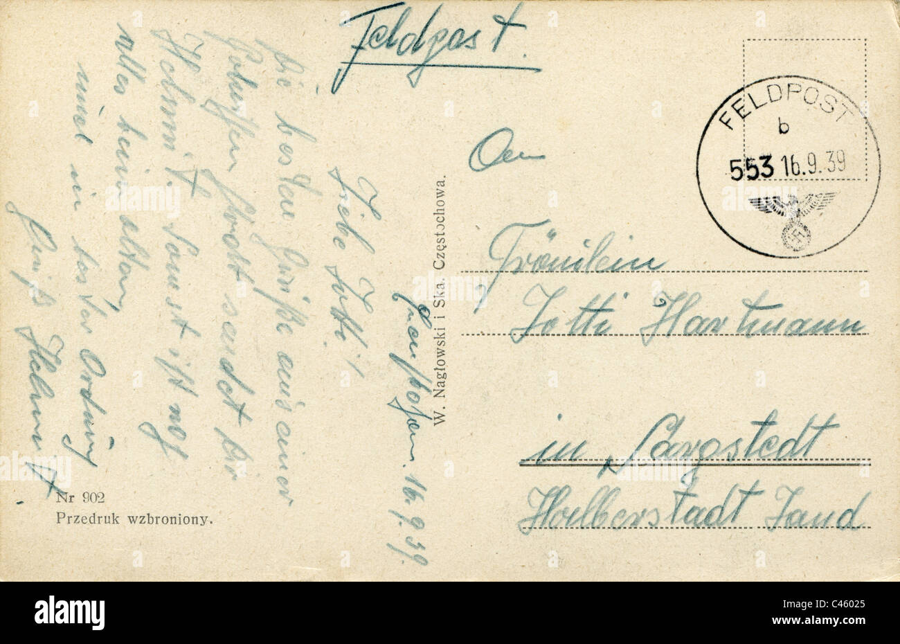 GERMANY 1939: The old usage and stamped post card written by hand ...