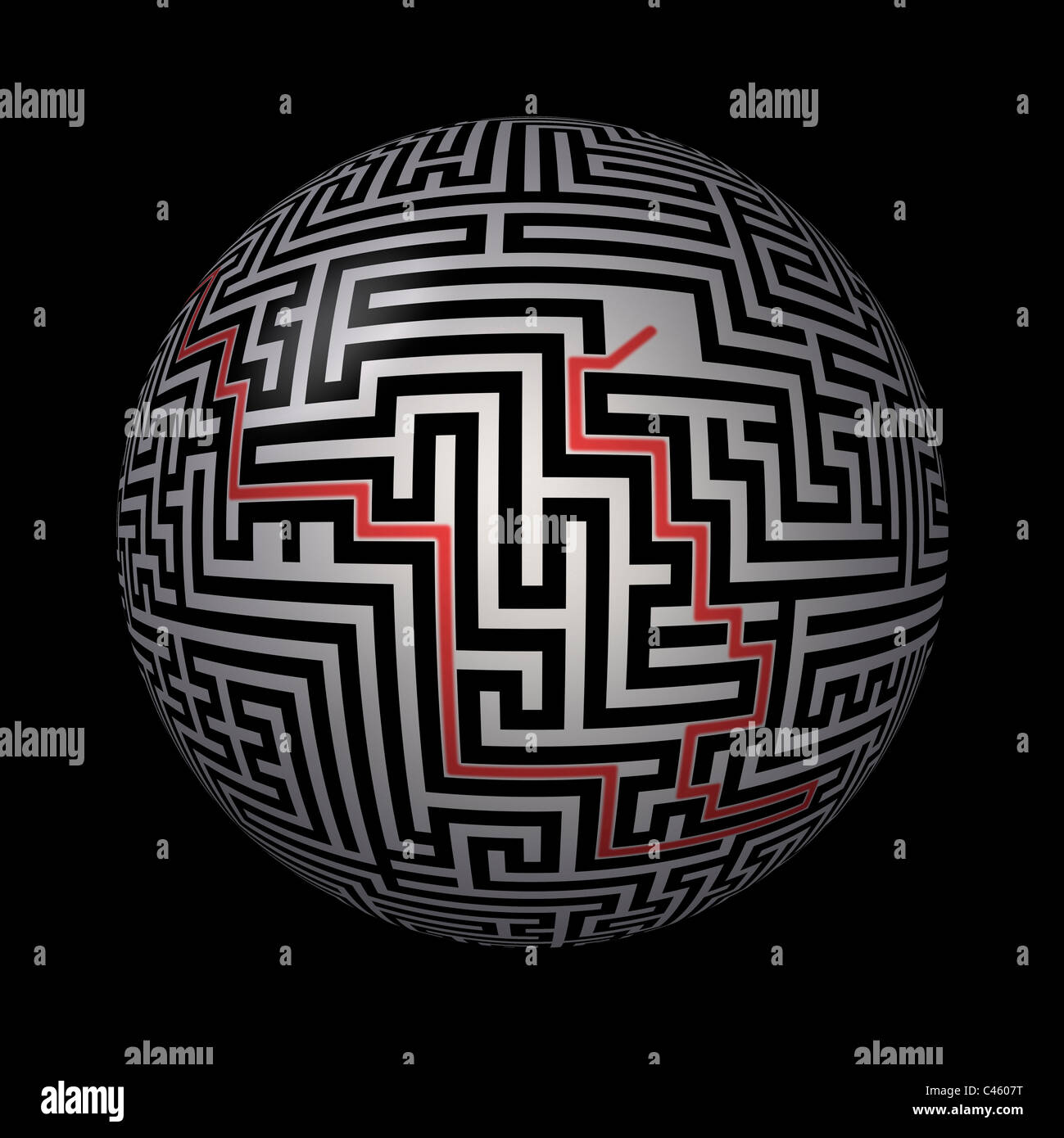 art work and illustration - maze with route to ending point Stock Photo ...