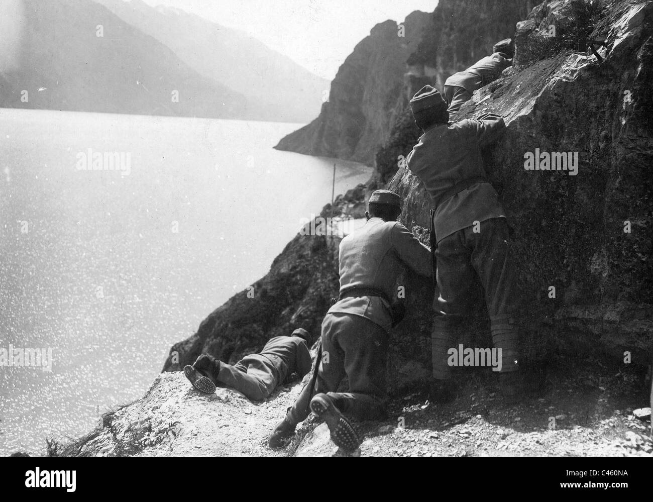Austrian soldiers at Lake Garda in the First World War , 1915 Stock ...