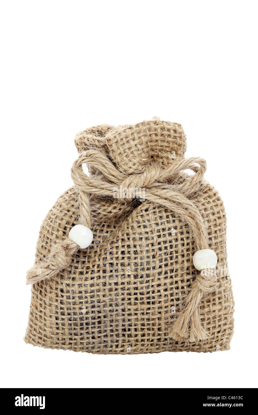 Textile sack isolated on white background Stock Photo - Alamy
