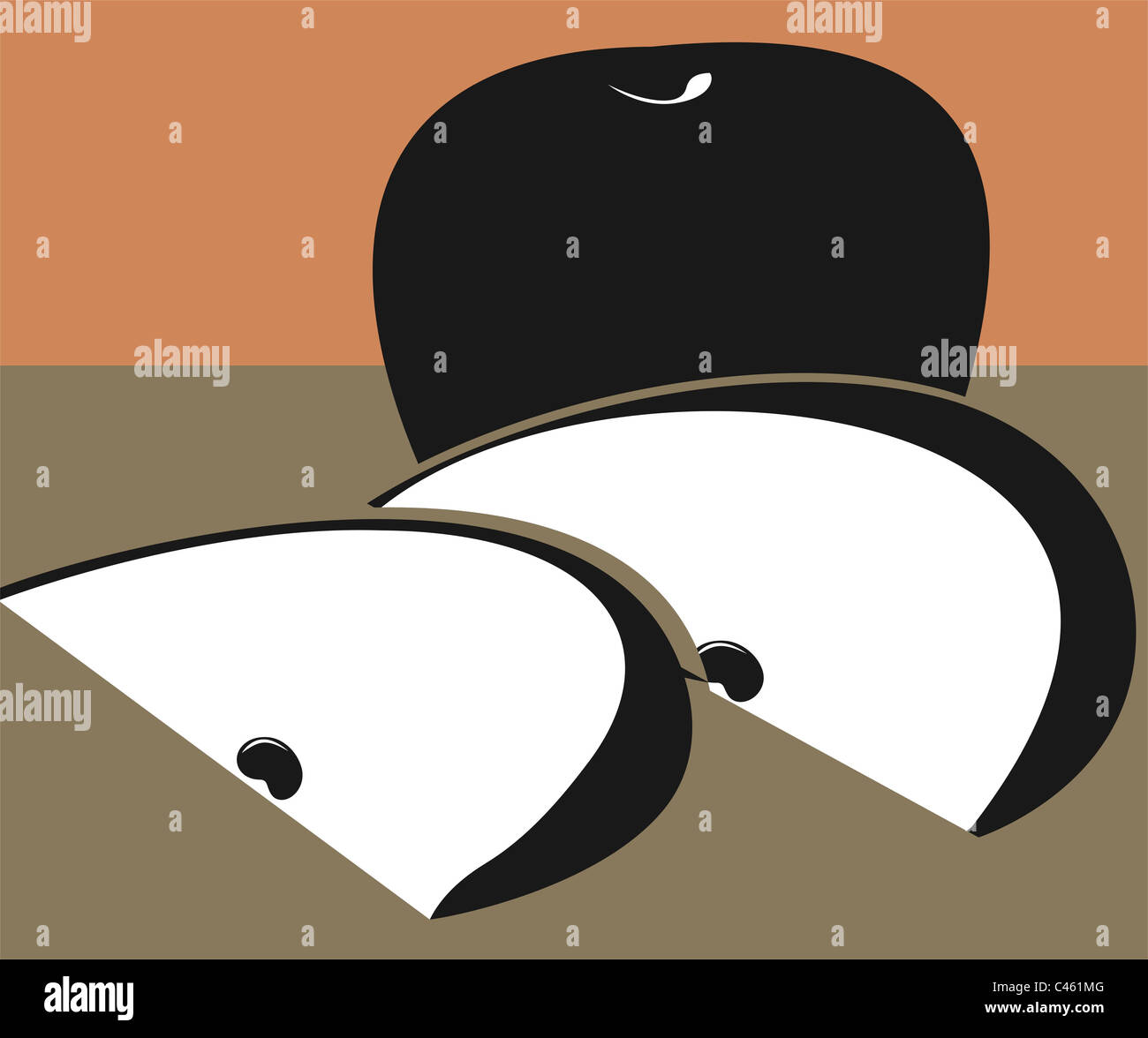 silhouette of an apple sliced apple Stock Photo - Alamy