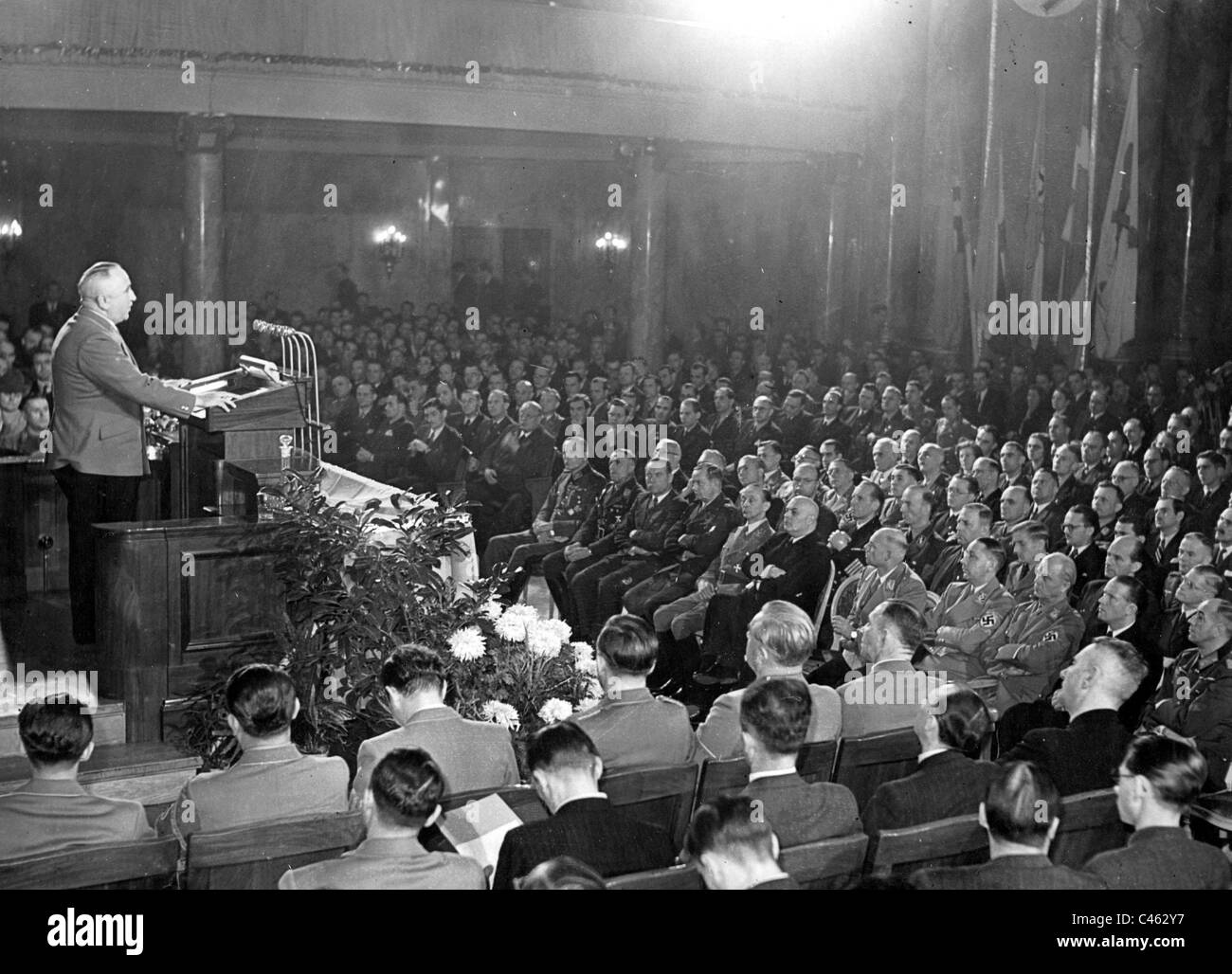 Robert Ley speaks to foreign liaisons of the DAF, 1943 Stock Photo - Alamy