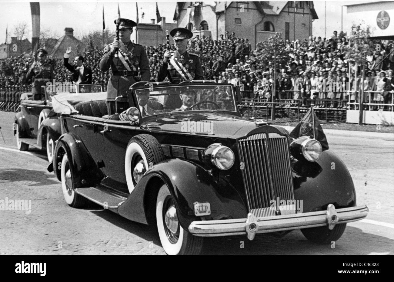 Ion Antonescu saluting the crowd during a parade, 1941 (b/w photo) Ion ...