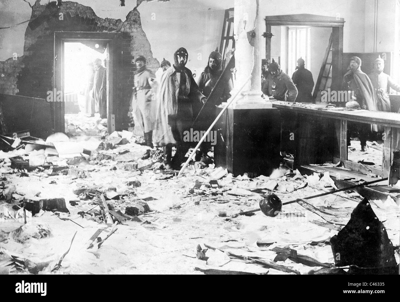 Destroyed bank in Pillkallen in East Prussia, 1915 Stock Photo - Alamy