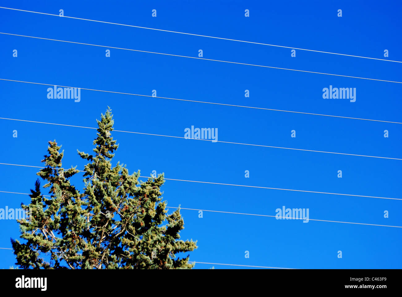 high-voltage electricity transportation with blue sky Stock Photo - Alamy