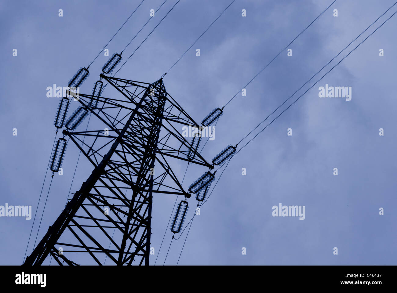 Powerline on a cloudy Stock Photo - Alamy