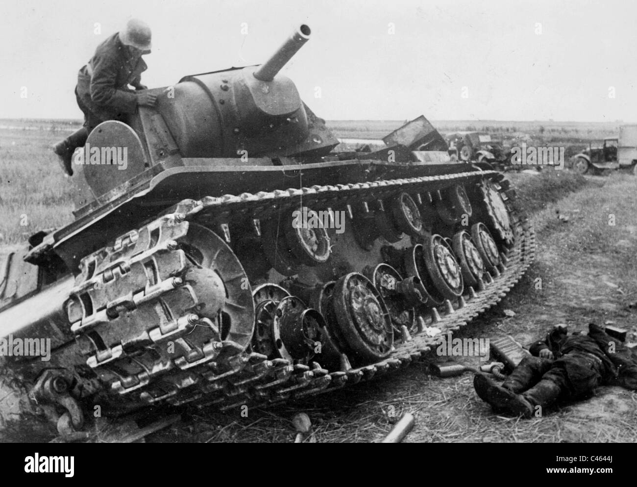 Shot up Russian KW 1 tank, 1941 Stock Photo - Alamy
