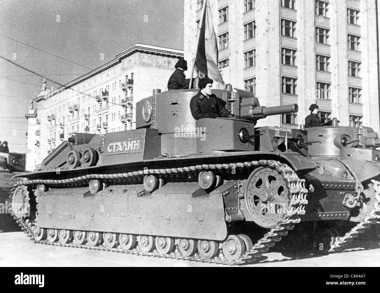 Tank parade anniversary october revolution Black and White Stock Photos ...