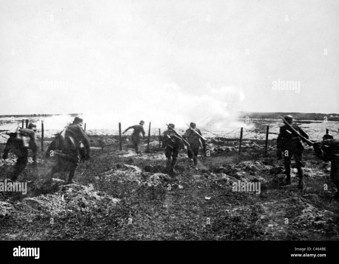 German soldiers attack a Russian position, 1917 Stock Photo - Alamy